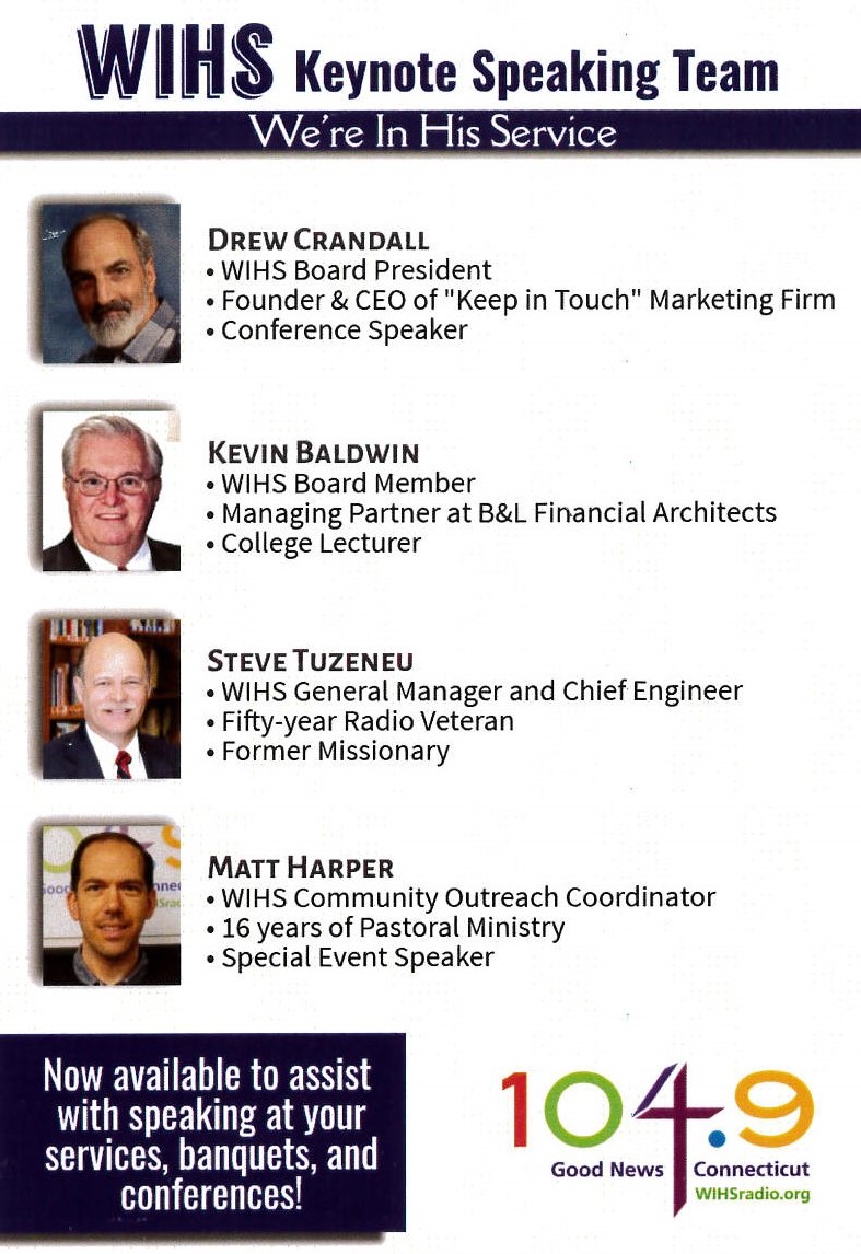 Speakers Bureau - WIHS CT Christian Radio